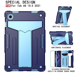 Tablet PC Case Case Compatible with Samsung Galaxy Tab A8 10.5 X200/X205 (2021),with Kickstand Three-Layer Hybrid Full Body Case Rugged Shock-Proof Fall Protection Cover Protective Cover (Color : NAV