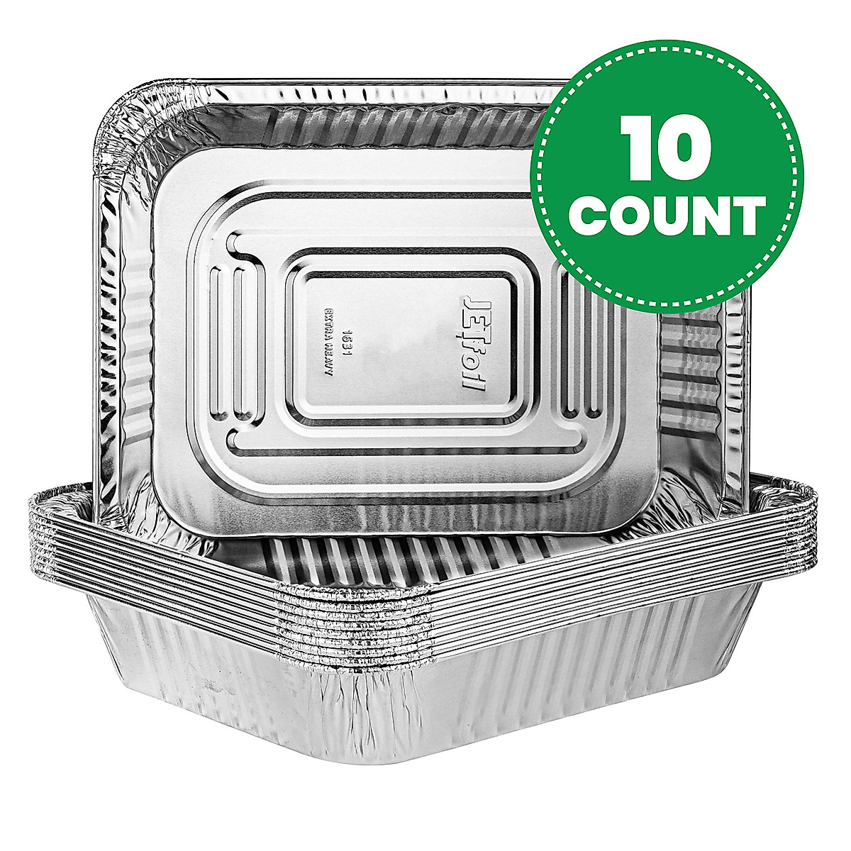 PLASTICPRO Disposable 9 x 13 Heavy Weight Aluminum Foil Pans Half Size Deep Steam Table Bakeware - Cookware Perfect for Baking Cakes, Bread, Meatloaf, Lasagna Pack of 10