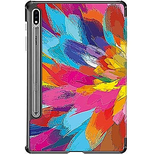 Berkin Arts Samsung Galaxy Compatible with Tab S8/S7 Case 11 Inch Model SM-X700/X706/T870/T875/T878Tri-Fold Stand Cover Cloisonnism Vibrant Expressive Colorful Energetic Brush
