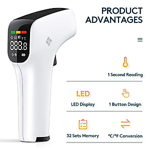 Infrared Thermometer for Adults, Children and Babies, Non-Contact, Forehead and Room Modes, FDA Cleared, Instant Accurate Results on Digital Display Sold by Alvalley