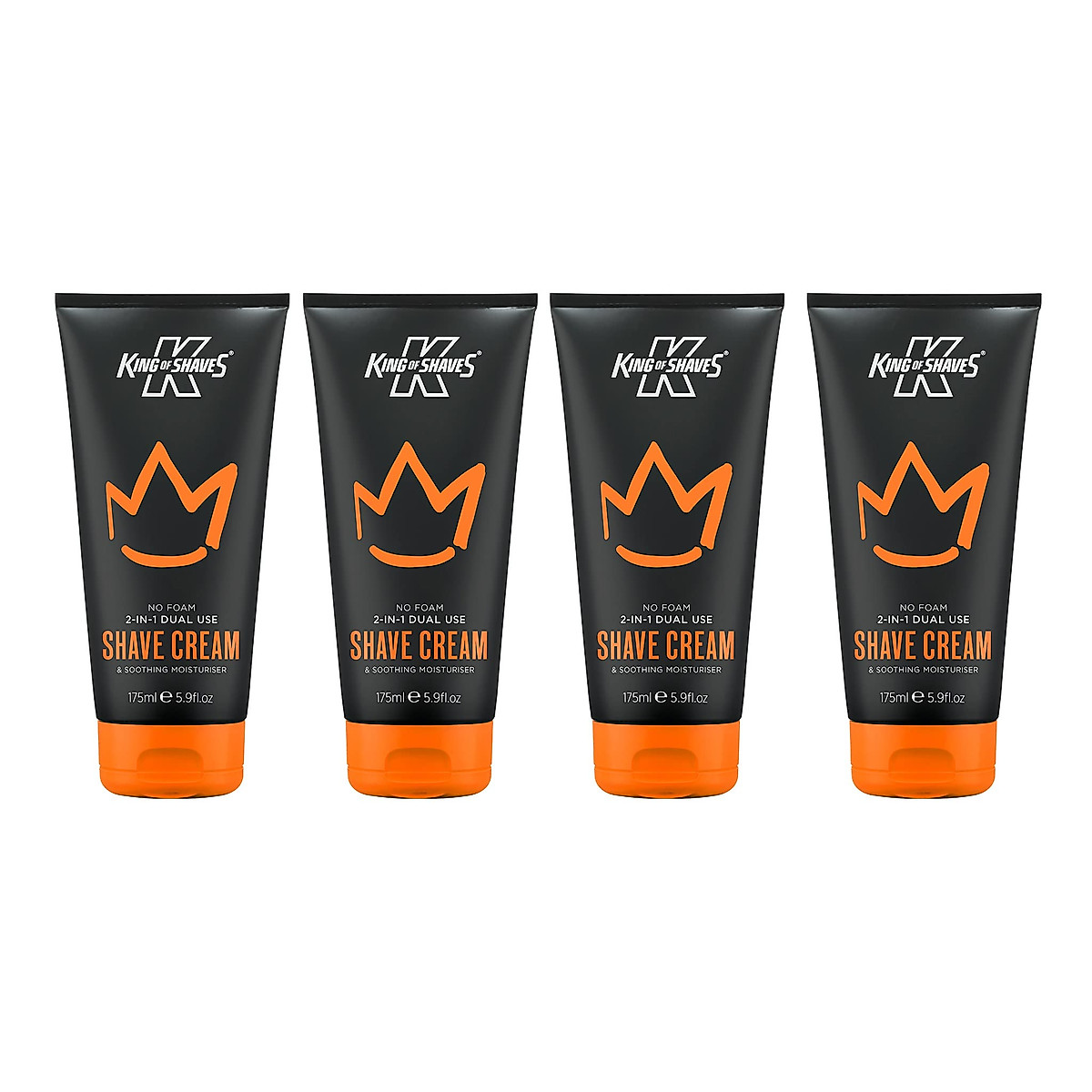 King of Shaves 2-in-1 No Foam Shaving Cream & Daily Moisturising Face Cream for Men 175ml QUAD PACK