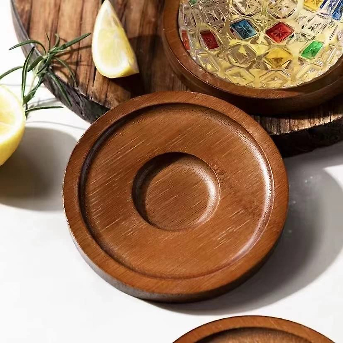 Jarler Wine Glass Crystal Whiskey Glasses Spinning Rocks Glasses with Rotatable Coaster, 9.2 Oz Hand Painted Colorful Old Fashioned Glass, Bar Tequila Glasses (Stripes, 1)