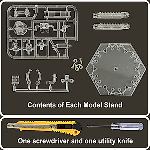 TWKUPWO Hobby Model Action Base Display Stand, Gundam Model Stand Action Figure Stand Compatible with MG RG HG Universal Models Stand (Transparent 6 Sets)
