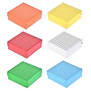 uxcell Centrifuge Tube Freezer Storage Box 100 Places Waterproof Cardboard Cryogenic Holder Rack for 1.5/1.8/2ml Microcentrifuge Tubes Vials Samples, 6in1 Set