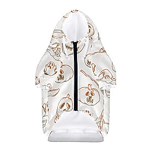 DDFS Classic White Color Dog Halloween Costumes Puppy Clothes with Pocket Fashion Design Pumpkin Pattern Comfy Soft Flattering Doggie Outdoor Pullover Dog Hoodies Puppy Shirts Sweatshirts Small Size