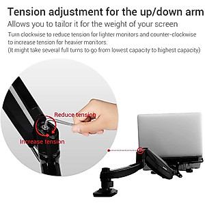 FLEXIMOUNTS 2-in-1 Monitor Arm Laptop Mount Stand Swivel Gas Spring LCD Arm Height Adjustable Desk Mounts for 10''-24' Monitor/ 11-17.3 inches Notebook
