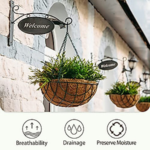 GreatBuddy 4 Pcs Coconut Hanging Basket Liners 14 Inch, Sturdy Round Coco Liners for Planters, Perfect Replacement for The Old, 100% Natural, Easy to Straighten Out