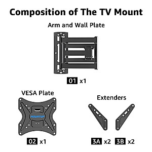MOUNTUP Corner TV Wall Mount 30 inch Long Arm TV Mount for Most 26"-60" TVs, Full Motion TV Mount Articulating Wall Mount TV Bracket Max VESA 400x400mm, Smoothly Extendable, Holds up to 77 lbs MU0057