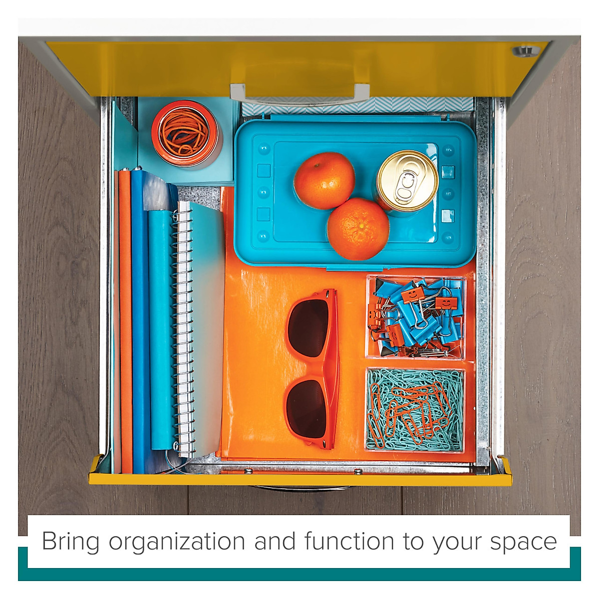 Space Solutions 18" 2 Drawer Mobile Metal Vertical File Cabinet White/Goldfinch