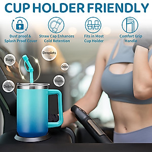 BENZZO 40 oz Tumbler with Handle Straw and 2-in-1 Lid Made of Metal Travel Mug for Easy Grip & Spill Proof, Pop-off Prevention Insulated Cup Gifts for Women, Car Cupholder Friendly，BPA Free