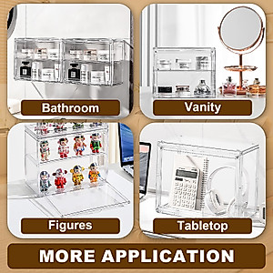 Medicine Cabinet Wall Mounted, Small Bathroom Wall Cabinet with Detachable Partitions and Waterproof Frame, Self Adhesive Farmhouse Storage Cabinet for Smooth Wall Surface and Countertop - Clear S