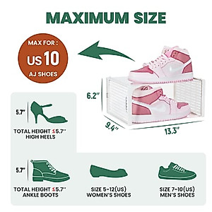 WALL QMER Clear Shoe Boxes, For AJ Shoes, 12 Pack, Stackable, Crystal Clear Shoe Storage, Easy to Assemble, Sturdy, Versatile Shoe Organizer