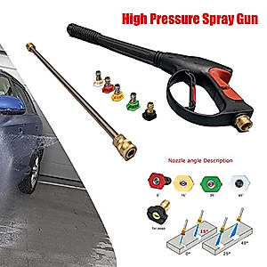 MECCTP 8-Part Pressure Washer Gun Replacement Kit, 30Ft Hose Wand Lance High Pressure Washer Gun Power Spray Gun 4000 psi with 5 Nozzle Tips for Daily and Professional Use