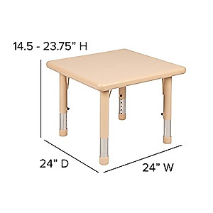 Flash Furniture 24" Square Natural Plastic Height Adjustable Activity Table