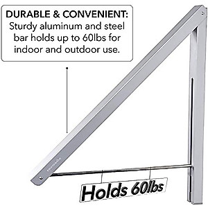 Single Foldable Clothing Rack, Wall-Mounted Retractable Clothes Hanger for Laundry Dryer Room, Hanging Drying Rod, Small Collapsible Folding Garment Racks, Dorm Accessories (Chrome)