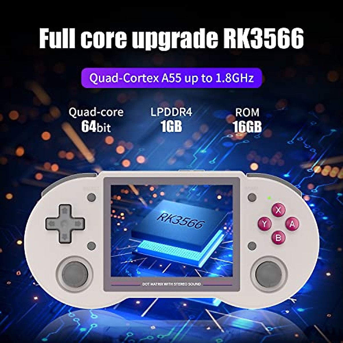 RG353PS Retro Handheld Game Console , Single Linux System RK3566 Chip 3.5 Inch IPS Screen 128G TF Card Preinstalled 4519 Games (Gray)