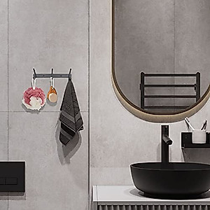 SCUNDA Stainless Steel Coat Rack Wall Mount with 3 Hooks, Metal Wall Hook for Hanging Entryway, Bathroom, Mudroom, Kitchen (Matte Black, 11 inch,1 Pack)