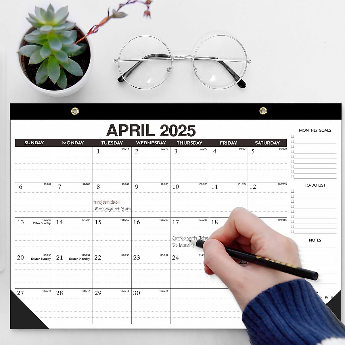 2023-2024 Desk Calendar, 18 Month Desk Calendar/Wall Calendar Combo, 17" x 12", January 2023-June 2024, Highlight Holidays, Planning Calendar, Thick Paper