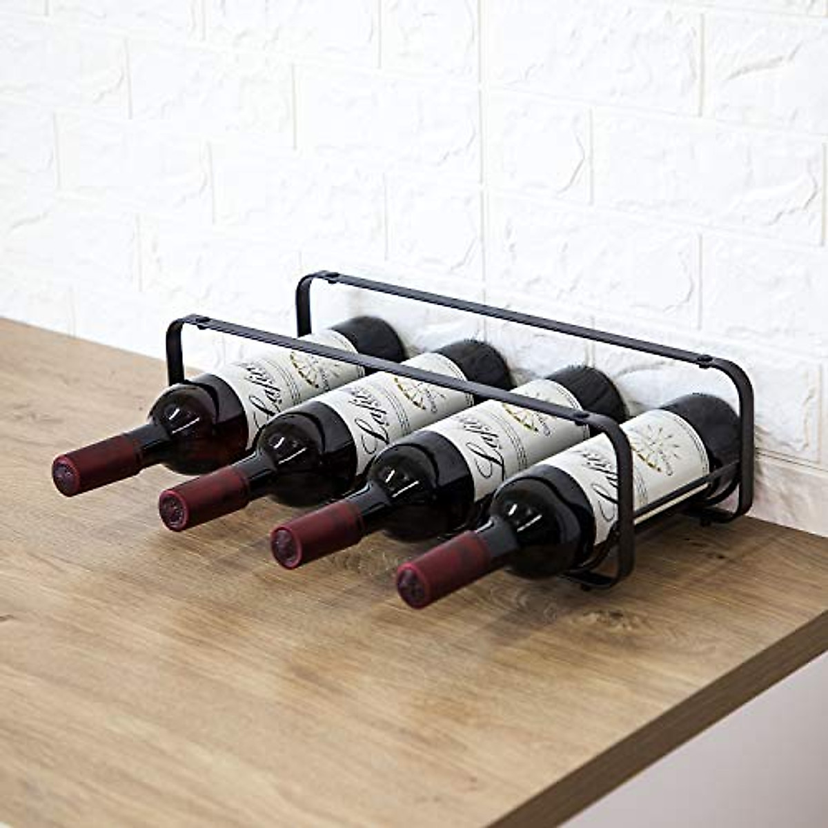 Home Zone Kitchen Tabletop Wine Storage Rack, Stackable Modular Design, Holds up to 4 Bottles (Oil-Rubbed Bronze)