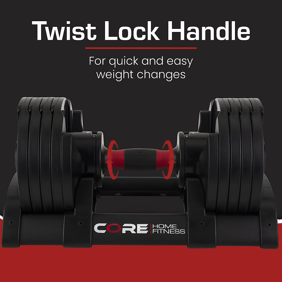 Core Fitness® Adjustable Dumbbell Weight Set by Affordable Dumbbells - Space Saver - Dumbbells for Your Home