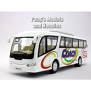 Coach Bus Diecast Metal Scale Model - SET of 4 BUSES, Red, Blue, White and Yellow