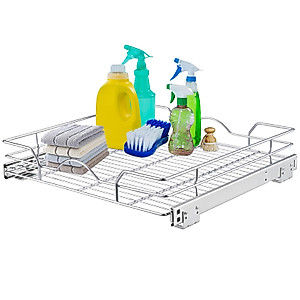 OCG Pull Out Cabinet Organizer (11" W x 21" D), Pull out Drawers for Kitchen Cabinets, Pull Out Shelves for Base Cabinet Organization in Kitchen Bathroom Pantry, Chrome Finish