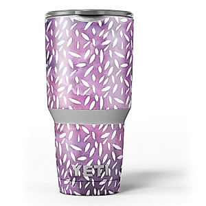 Design Skinz White Flower Pedals Over Purple Grunge Surface - Skin Decal Vinyl Wrap Kit Compatible with The Yeti Rambler Cooler Tumbler Cups