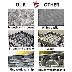 Underwear Organizer Drawer, 4 PCs Foldable Closet Underwear Organizers Drawers Divider, Clothes Storage Box Drawer Dividers for Bra, Sock, Ties, Undergarment, Belt, Panties (Gray)