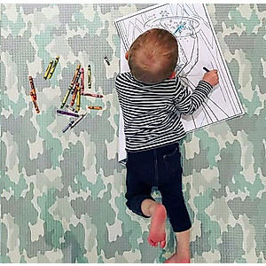 Large Waterproof Thick Padded Foam Baby Play Mat for Infants, Babies, Toddlers - for Play, Crawling & Tummy Time - 70 x 59 in. - Reversible, Double-Sided, Non-Toxic, Non-Slip Playmat - Star/Camo