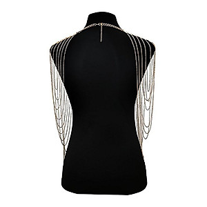 OULII Body Jewelry Chain Women Girls Beach Bikini Tassel Shoulder Chain (Gold)