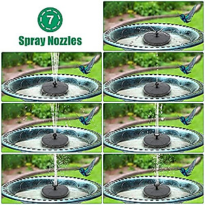 GAIZERL 3.5W Solar Fountain Pump for Bird Bath, Outdoor Water Fountain with 4 Fixed Sticks & 7 Nozzles, Solar Powered Floating Fountain with Colorful LED Lights, 2000 Battery for Garden, and Pool