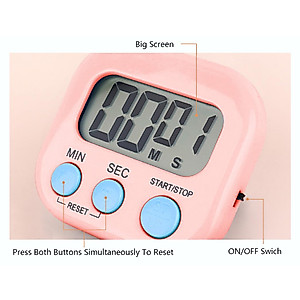 Mithrim Multi-Functional Timer Magnetic Backing, Large Screen Count & Countdown Digital Electronic Timer, Used for kitchen, Study, Sports (Pink)