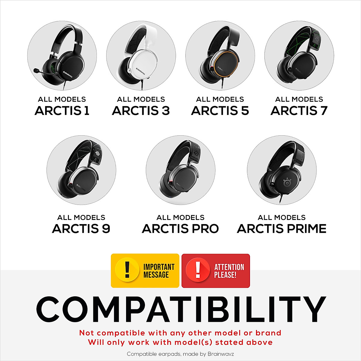 SteelSeries Arctis Earpads - Memory Foam & PU Leather (White) for Arctis 1, 3, 5, 7, 9X, Pro & Prime Headsets