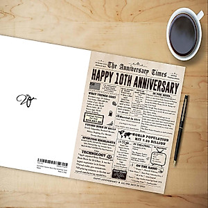 BENNLOOS Big 10th Anniversary Card for Him Her, Retro 10 Year Anniversary Card Gift for Couple, Sweet 10 Wedding Anniversary Cards for Wife Husband, Best Decennial Gifts Idea for Parents