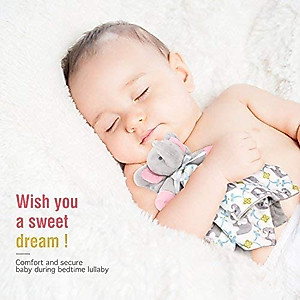 Zooawa Elephant Loveys for Babies Unisex for 1 2 3 4 5 6 Months Security Blanket Soft Stuffed Animal Elephant Baby Stuff Lovie Snuggle Blanket, Soothing Plush Toys Baby Gift for Newborn, Colours