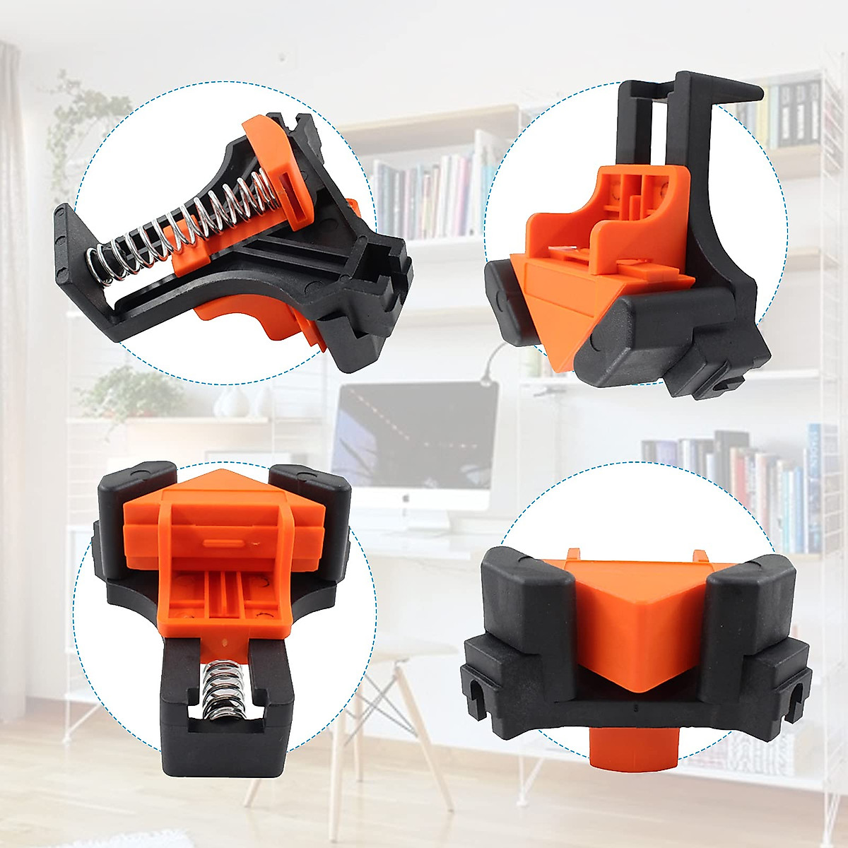 ICQUANZX 90 Degree Corner Clamp, Adjustable Single Handle Spring Loaded Right Angle Clamp,Swing Woodworking Clip Clamp Tool