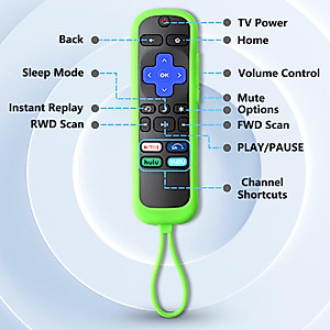 New Universal TV Remote Control for Roku TV, for TCL/Hisense/Sharp/Philibs/Onn/Element/Insignia Roku TV with Soft Case (NOT for Roku Stick or Box) (Pack of 2)