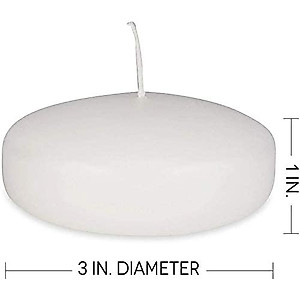 YIIA 10 Hour Burning White Unscented Classic 3" Floating Candles for Weddings, Parties, Special Occasions and Home Decorations (Set of 36)