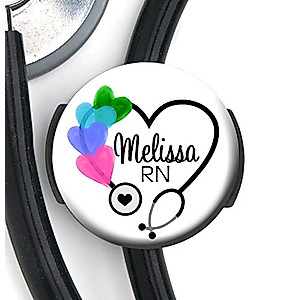 Stethoscope Tag - Colorful Hearts Steth - Personalized Name - Steth ID Tag/Nurse Badge