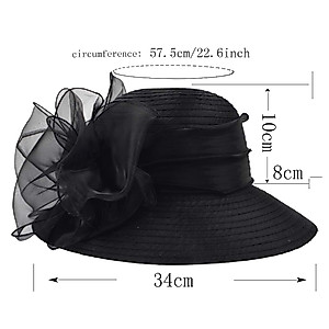 Lady Church Derby Dress Cloche Hat Fascinator Floral Tea Party Wedding Bucket Hat S051 (Black)