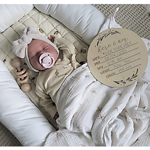 8 inch Large Baby Birth Announcement Sign for Hospital, 2 Sided:Hello World Newborn Sign/Baby Announcement Sign. Incl. Acrylic Marker ink pen (Light)