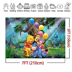 Little Bear Photography Backdrop 7x5ft Vinyl Newborn Baby Shower Forest Friends Cartoon Animals Baby Boys Girls Birthday Party Banner Decorations Cake Table Photo Booths Studio Props Supplies