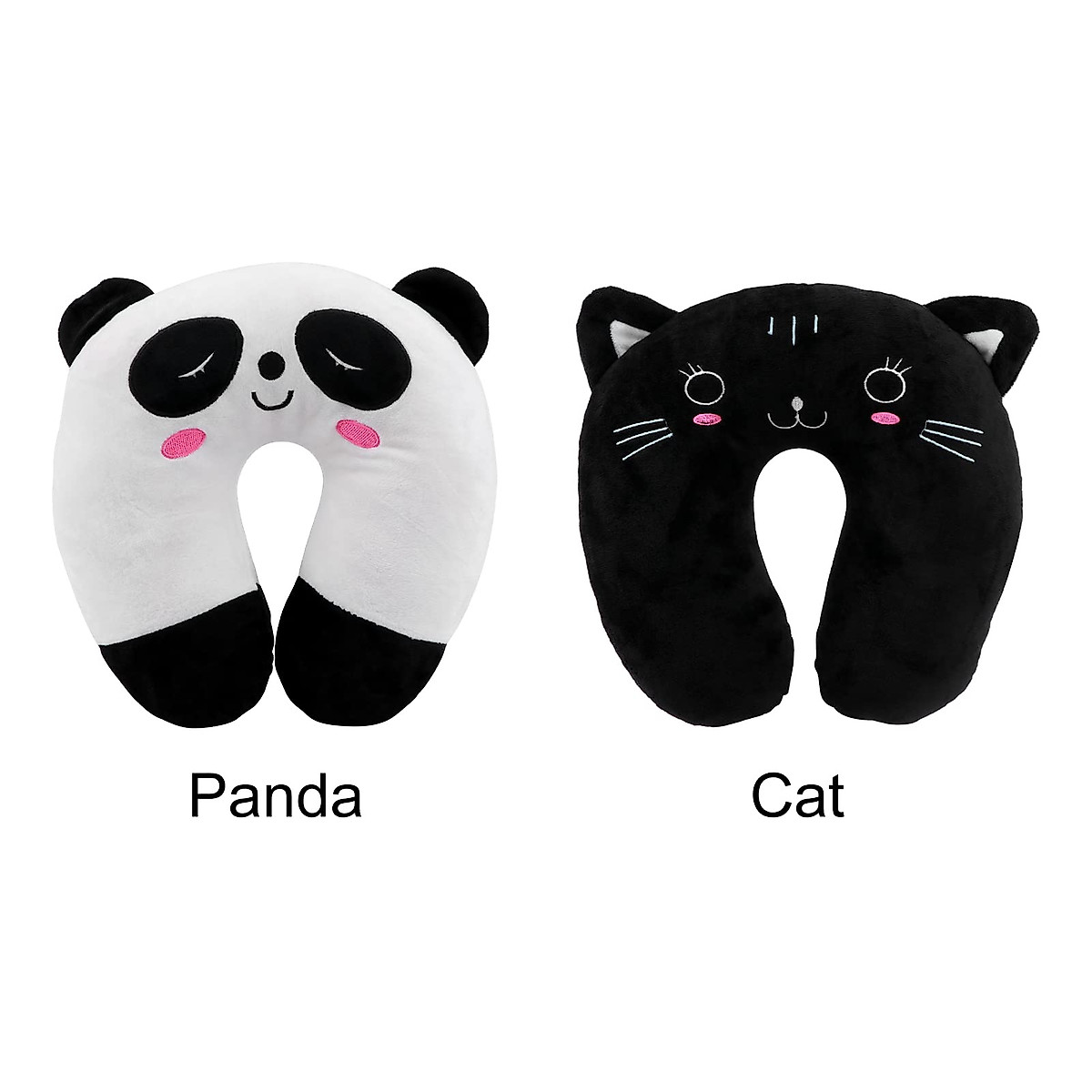 JIANWEI Travel Pillow, Portable and Comfortable Neck Support Pillow with an Eye Mas-k, Rest Neck Support Cushion with Animal Pattern Super Travel Partner(Panda,)