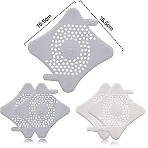 Hair Drain Catcher, 4 Pack Silicone Shower Hair Drain Catcher, Convex Cover for Stopper with Suction Cup, Easy to Install Suit for Bathroom, Bathtub, Kitchen
