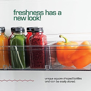 DECADORN 8oz Plastic Bottles With Caps - 12 Pack Plastic Juice Bottles For Juicing - Empty Juice Containers With Lids For Fridge - MADE IN USA Clear Mini Reusable Bottles With Lids - drink container