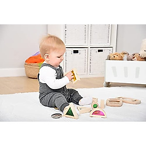 TickiT Rainbow Blocks - Set of 24 - Sensory Blocks for Toddlers Aged 12M+ - Colorful Montessori Stacking Shapes - First Building Blocks