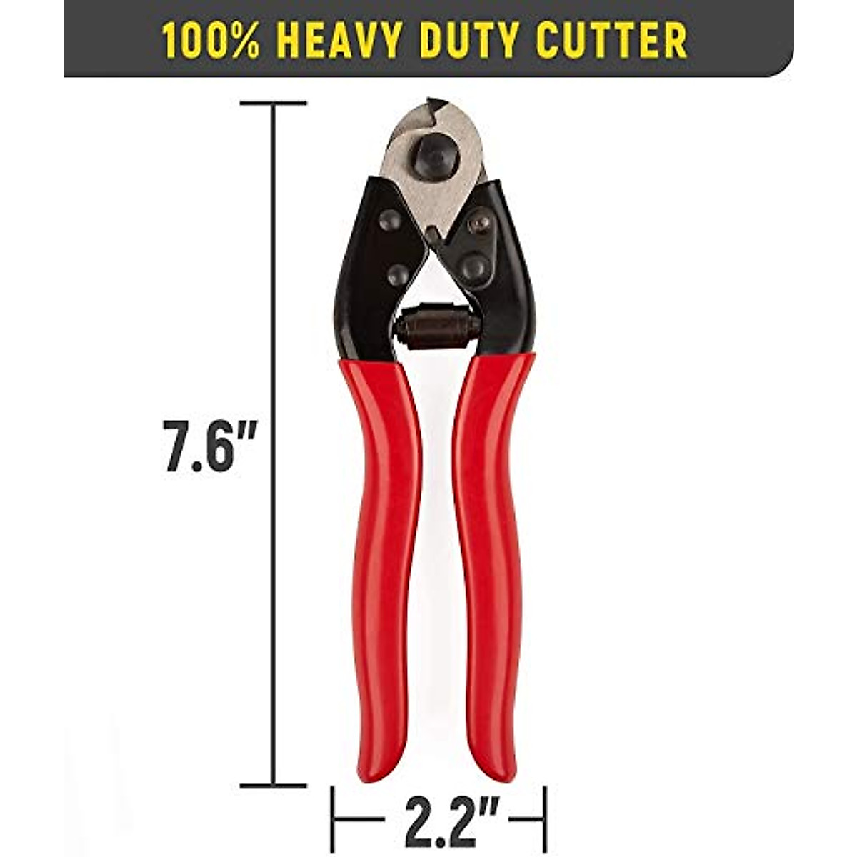Cable Cutter, Heavy Duty Wire Rope Cutter for DIY Projects, Railing, Decking, Wire Seals & Bicycle Cable | Sharp & Precise One-Hand Operation Steel Cable Cutter