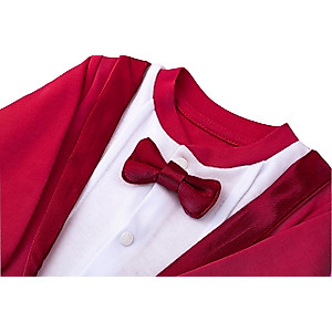 Lilax Baby Boy Gentleman Tuxedo Footie Christmas Holiday Outfit with Bow Tie 3M Red