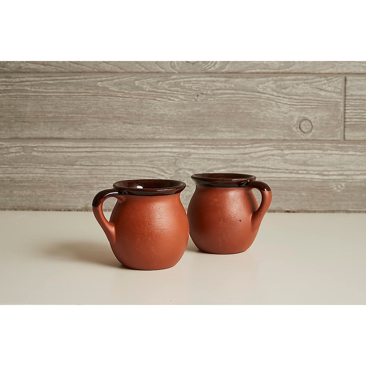 Verve CULTURE Hot Chocolate Mugs, Set of 2 Mexican Clay Mugs, Handmade Coffee Cups for Cocoa, Coffee and Tea