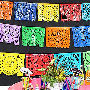 Papel picado, Mexico decor, Fiesta decoration. 16 ft Long, Coco party supplies, Plastic Banner, Cinco de Mayo, taco tuesday, B274